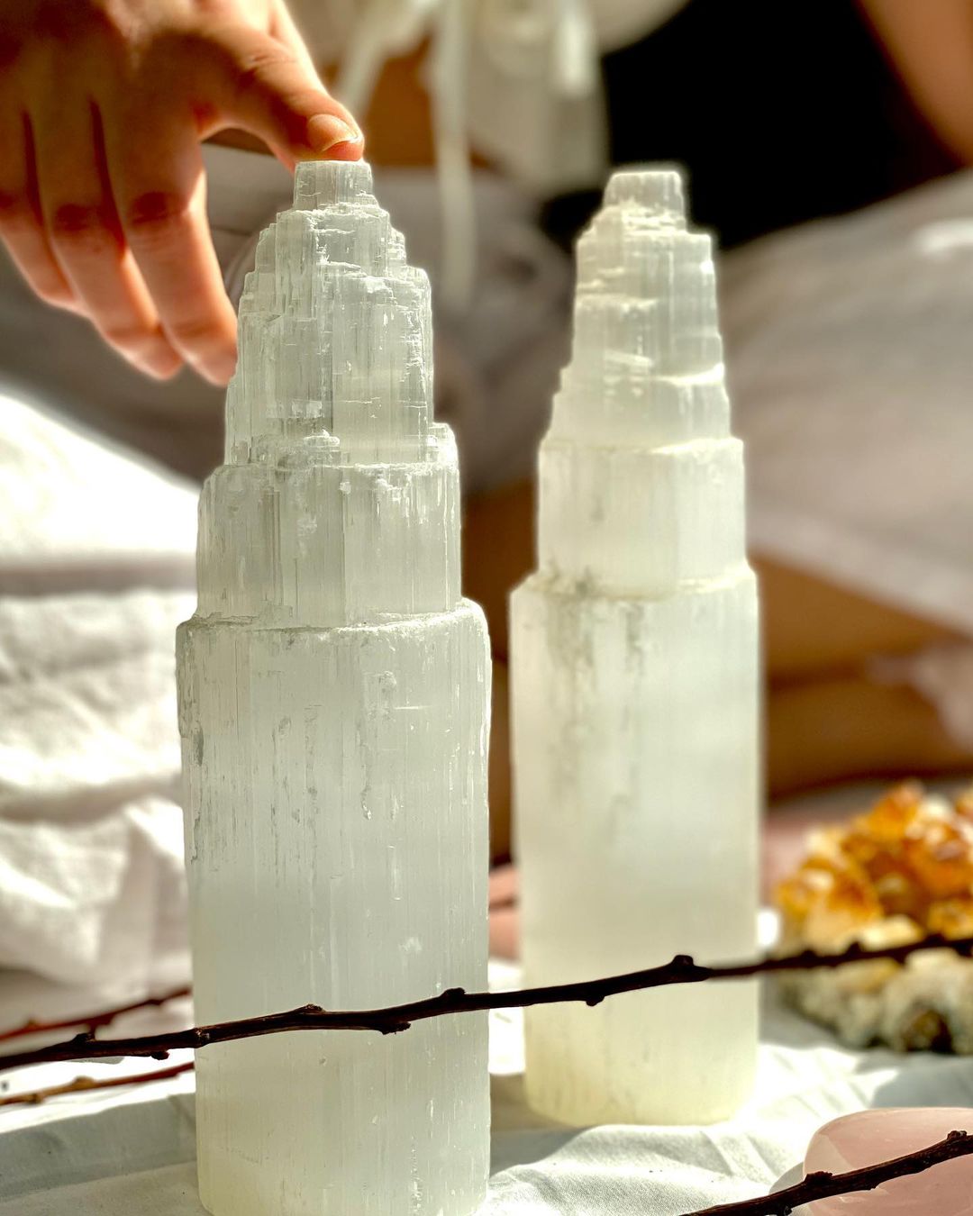 Selenite Tower 30cm- Not a Lamp — Aus Crystals