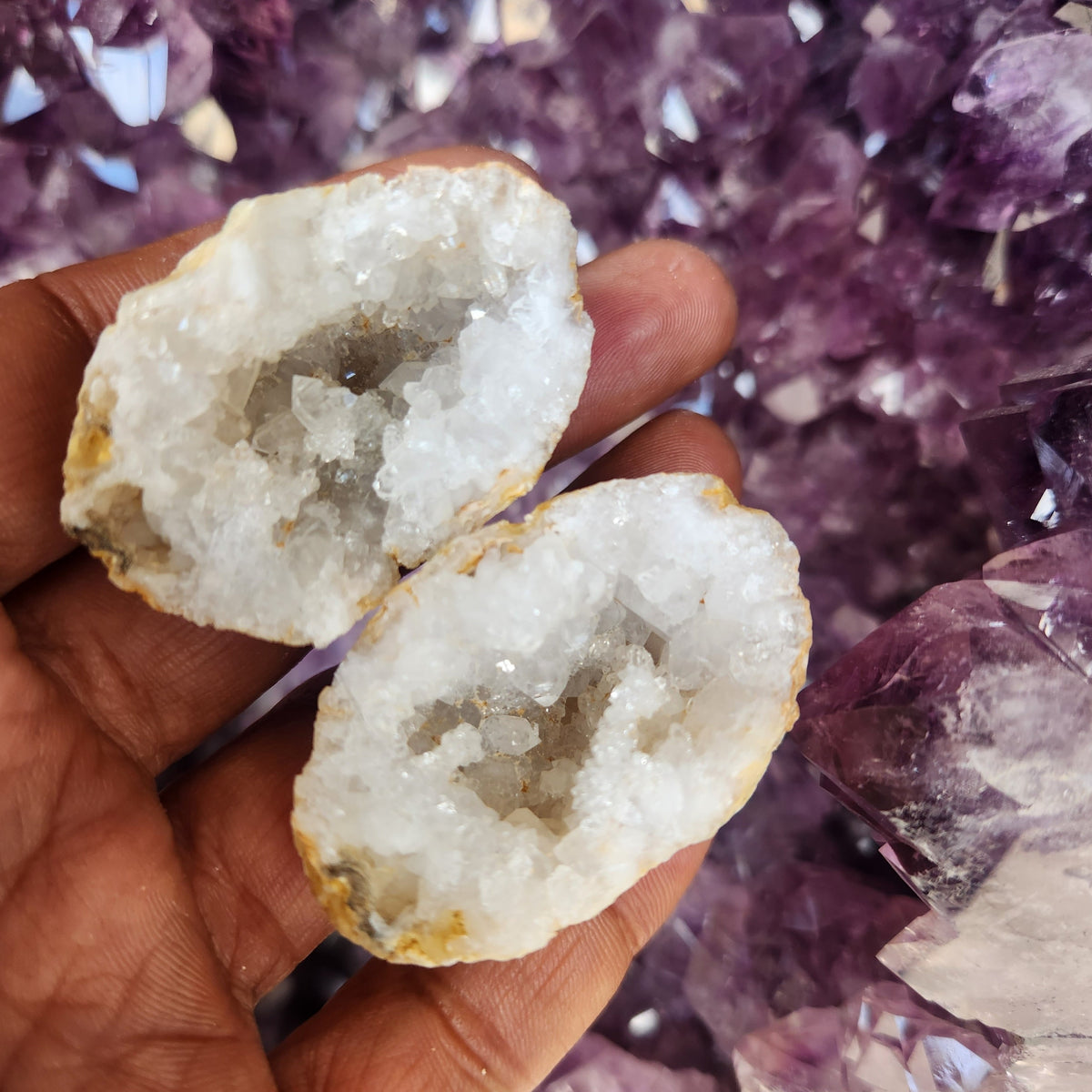Natural Quartz Thunder Geode Pair- Wholesale Bulk Lot — Aus Crystals