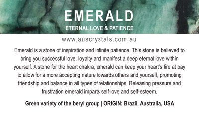 Emerald Info Card 25pc pack — Aus Crystals