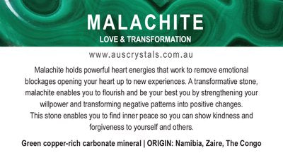 Malachite Info Card 25pc pack — Aus Crystals