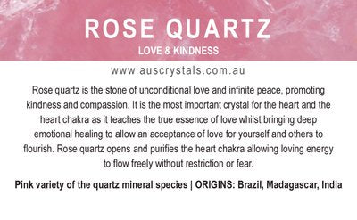 Rose Quartz Info Card 25pc pack — Aus Crystals