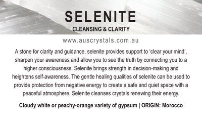 Selenite Info Card 25pc pack — Aus Crystals