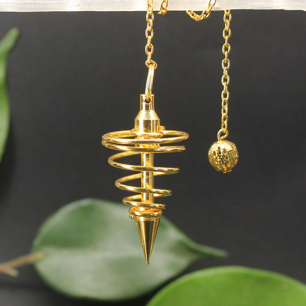 Metal Pendulum Spiral - Gold Colour — Aus Crystals
