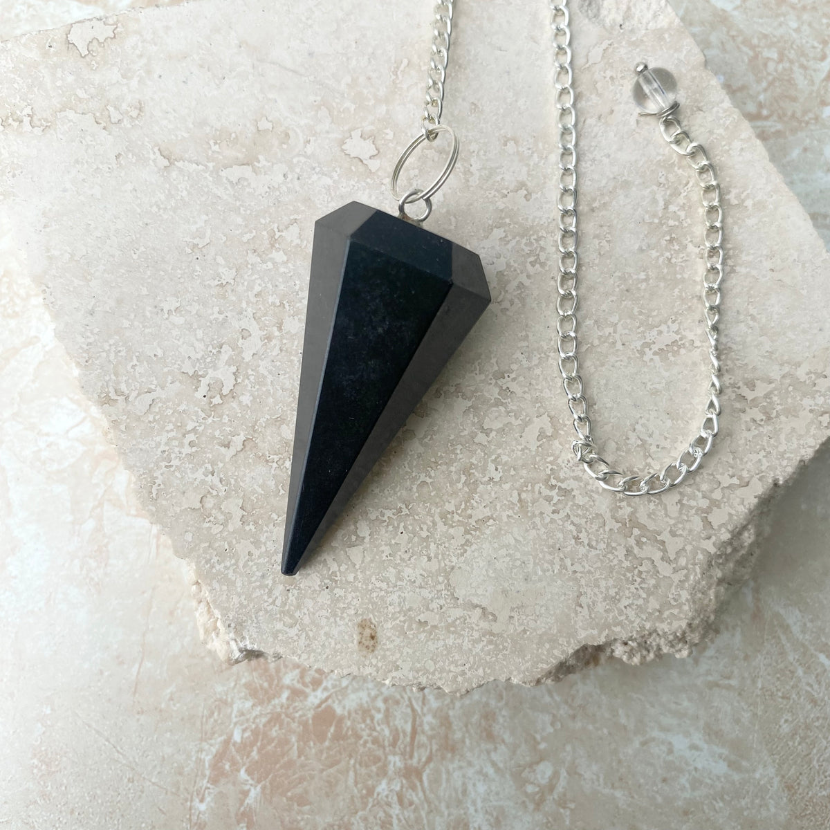 Black Onyx Faceted Pendulum — Aus Crystals